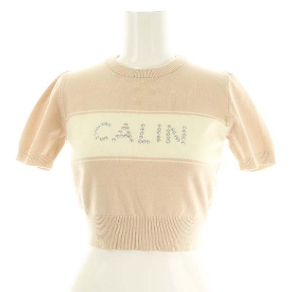 ミシェルマカロン michell Macaron ストーンロゴニットトップス セーター 半袖 クロップド XS ピンク オフホワイト /DO ■OS レディース【ブランド】ミシェルマカロン michell Macaron【表記サイズ】XS【...