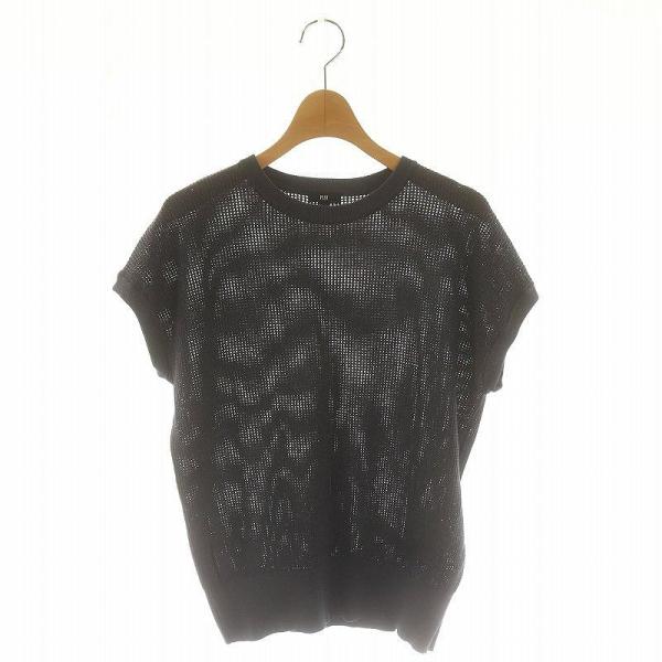 プラステ PLST 24AW ラメメッシュフレンチスリーブセーター ニット L ダークグレー /DF ■OS レディース【ブランド】プラステ PLST【表記サイズ】L【実寸サイズ】身幅：48.5cm　着丈：52.5cm　ゆき丈：29.5cm...