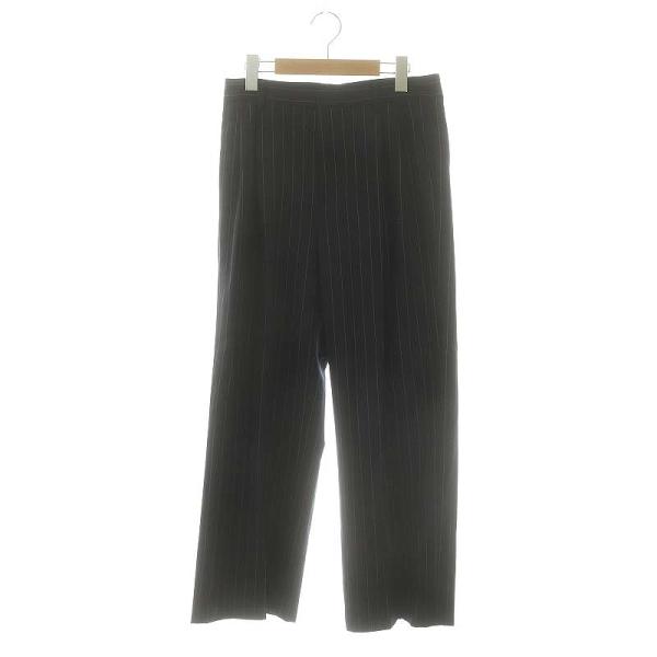 ミューズ ドゥーズィエム クラス 23AW WOOL SERGE SAGGER パンツ ワイド タック ジッパーフライ ストライプ ウール 36 黒 ブラック オフホワイト【ブランド】ミューズ ドゥーズィエム クラス MUSE de Deu...