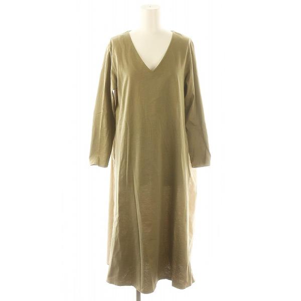 ディレクトワール DIRECTOIRE 素材切り替え カットソーワンピース ロング マキシ丈 長袖 38 カーキ ベージュ /MI ■OS レディース【表記サイズ】38（日本サイズM相当）【実寸サイズ】肩幅：39.5cm　身幅：44.5cm...