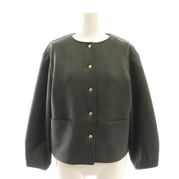 ジェイプレス J.PRESS 23AW スエードダンボール ジャケット ノーカラー S チャコール /HK ■OS レディース【ブランド】ジェイプレス J.PRESS【表記サイズ】S【実寸サイズ】肩幅：42cm　身幅：46cm　着丈：48c...