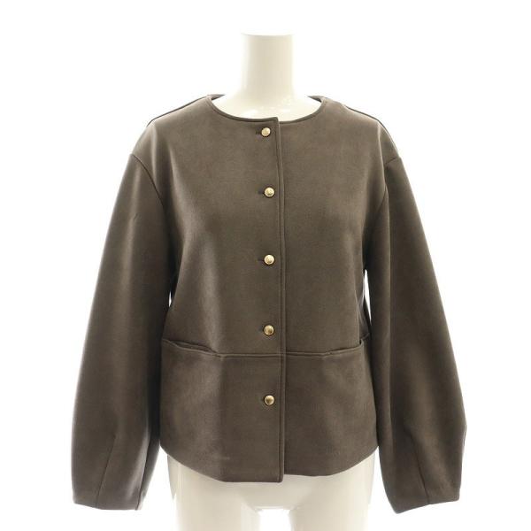 ジェイプレス J.PRESS 23AW スエードダンボール ジャケット ノーカラー S ブラウン 茶 /HK ■OS レディース【ブランド】ジェイプレス J.PRESS【表記サイズ】S【実寸サイズ】肩幅：42cm　身幅：45cm　着丈：49...