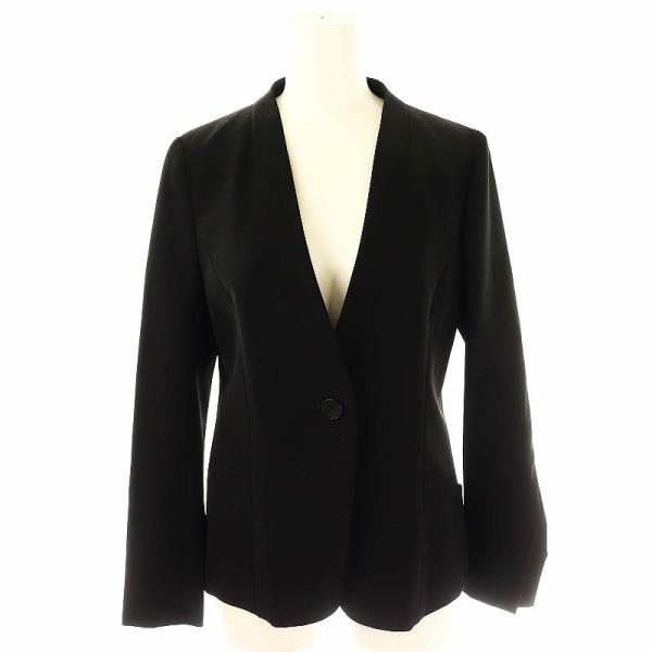 インディヴィ INDIVI 1Bノーカラージャケット 36 黒 ブラック /AT ■OS レディース【ブランド】インディヴィ INDIVI【表記サイズ】36【実寸サイズ】肩幅：35cm　身幅：41cm　着丈：56cm　袖丈：56cm　　【素...