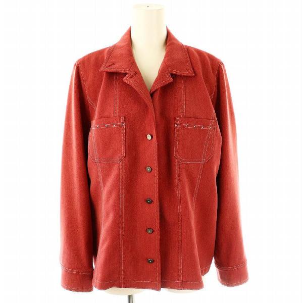 レリアン Leilian シャツジャケット ステッチ オープンカラー 薄手 13 ピンク /AT ■OS レディース【ブランド】レリアン Leilian【表記サイズ】13【実寸サイズ】肩幅：39cm　身幅：50cm　着丈：59cm　袖丈：5...