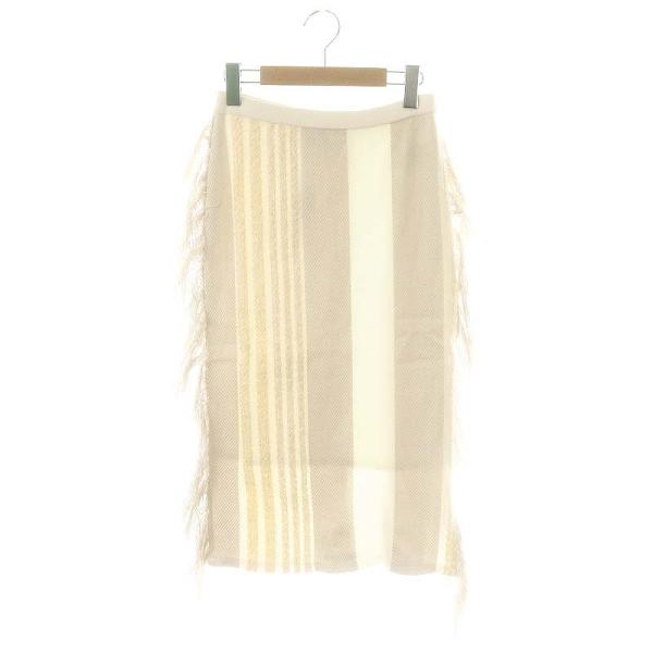 未使用品 インプロセス IN-PROCESS フリンジスカート ニット ロング タイト S オフホワイト マルチカラー /DO ■OS レディース【表記サイズ】S【実寸サイズ】ウエスト：約60〜cm　ヒップ：76cm　スカート丈：68.5c...