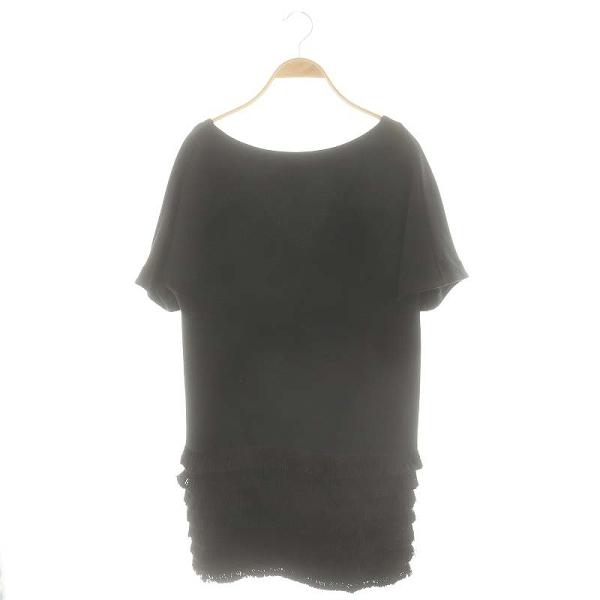 マウログリフォーニ MAURO GRIFONI フリンジワンピース ミニ 半袖 38 ブラック /DO ■OS レディース【ブランド】マウログリフォーニ MAURO GRIFONI【表記サイズ】38【実寸サイズ】身幅：46cm　着丈：83c...