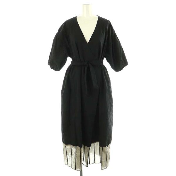 ステラシフォン STELLA CIFFON ラップワンピース ロング 切替 36 ブラック /DF ■OS レディース【ブランド】ステラシフォン STELLA CIFFON【表記サイズ】36【実寸サイズ】肩幅：49.5cm　身幅：49.5c...