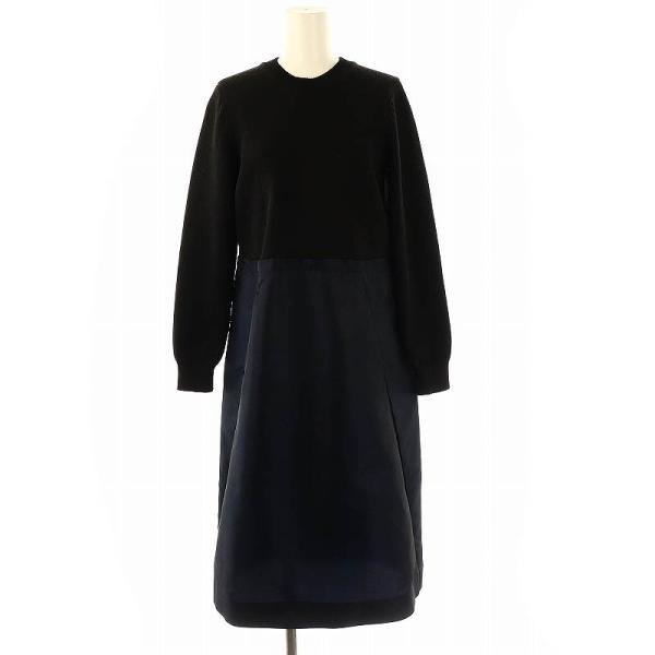 デザインワークス DESIGNWORKS ニット 切替 ワンピース ロング 長袖 38 ブラック ネイビー /DF ■OS レディース【ブランド】デザインワークス DESIGNWORKS【表記サイズ】38【実寸サイズ】肩幅：33cm　身幅：...
