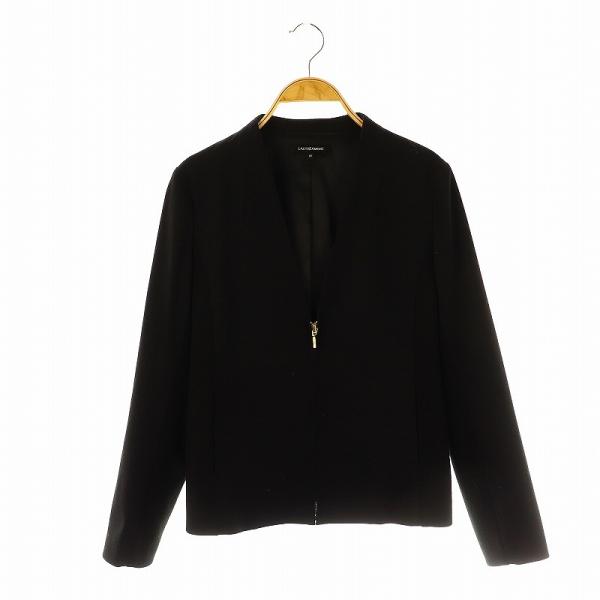 ロートレアモン LAUTREAMONT ウール ジップアップ ジャケット カラーレスジャケット 40 ブラック /DF ■OS レディース【ブランド】ロートレアモン LAUTREAMONT【表記サイズ】40【実寸サイズ】肩幅：38.5cm　...