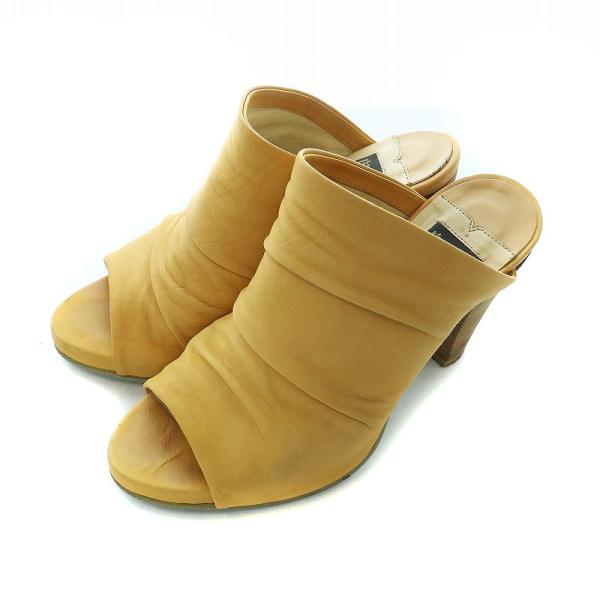 ヒミコ 卑弥呼 ミュール サンダル オープントゥ チャンキーヒール レザー 23.5cm マスタード /RI ■OS レディース【ブランド】ヒミコ 卑弥呼【表記サイズ】23.5cm【実寸サイズ】ヒールの高さ：約9.5cm　最大幅：約8.5c...