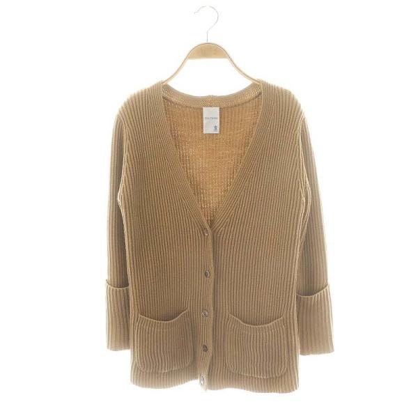 フェルトリーネ FELTRINE リブニットカーディガン Vネック キャメル /DF ■OS ■SH レディース【表記サイズ】表記なし【実寸サイズ】肩幅：40cm　身幅：43.5cm　着丈：59cm　袖丈：51cm　　【素材】毛【色】ホワイ...