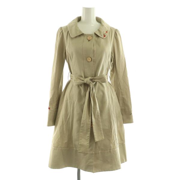 シンシアローリー CYNTHIA ROWLEY 刺繍 スプリングコート ビーズ ベルト付 3 ベージュ /MY ■OS ■SH レディース【ブランド】シンシアローリー CYNTHIA ROWLEY【表記サイズ】3【実寸サイズ】肩幅：35cm...