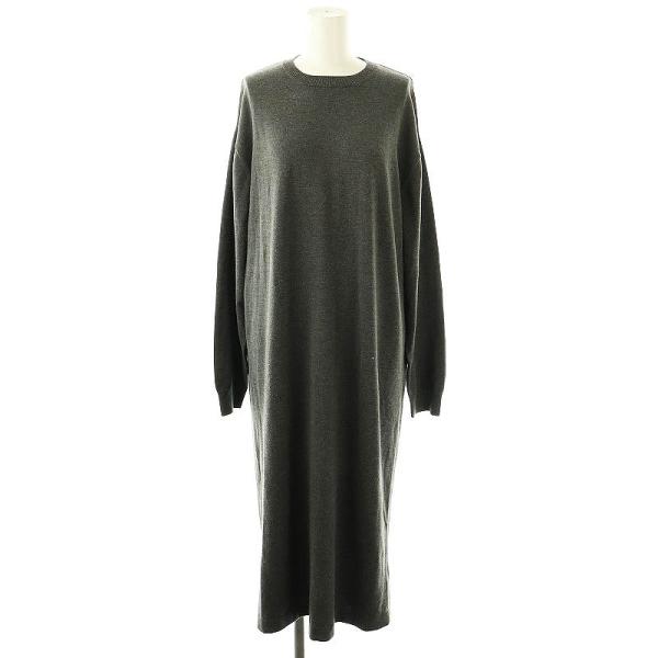 エンサークル ENCIRCLE Knit one-piece ワンピース 長袖 ロング F グレー /SY ■OS レディース【表記サイズ】F【実寸サイズ】肩幅：46.5cm　身幅：55.5cm　袖丈：57cm　総丈：115.5cm　　【素...