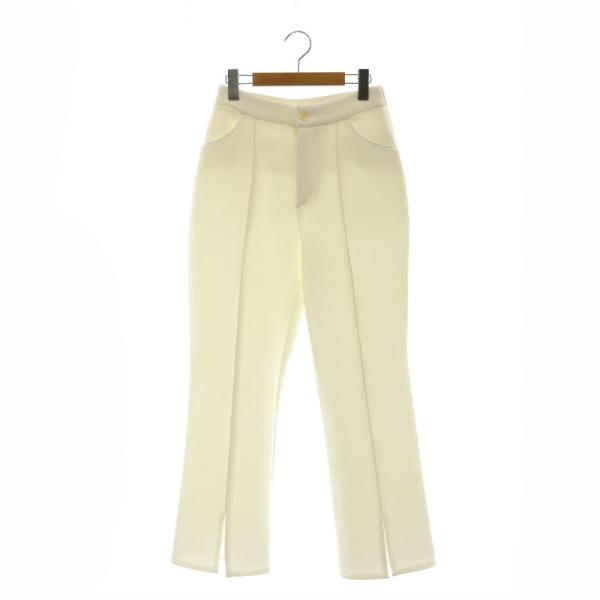 ローブブラン L'AUBE BLANC 25SS Double Knit Center Slit Pants スリットパンツ センターシーム M ホワイト /DF ■OS レディース【表記サイズ】M【実寸サイズ】ウエスト：62cm　もも幅：...