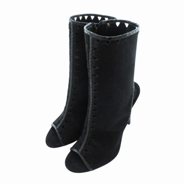 タマラメロン Tamara Mellon カットアウトヒールブーツ シューズ サイドジップ スエード 37 24.0cm 黒 ブラック /HO ■SH レディース【表記サイズ】37 24.0cm【実寸サイズ】筒周り：約25cm　筒高：約13...