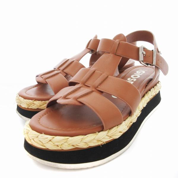 ジオセッポ GIOSEPPO サンダル マルチストラップ レザー 37 茶 ブラウン /JS レディース【表記サイズ】37【実寸サイズ】最大幅：約10cm　アウトソール：約26.5cm　インソール 約24.5cm　【素材】レザー【色】茶 ブ...