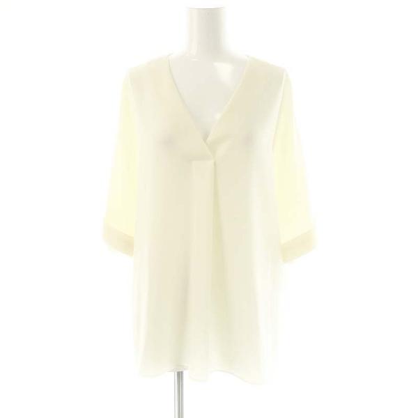 セオリー Theory 24SS Prime GGT Matara N ブラウス 五分袖 Vネック S オフホワイト /ES ■OS レディース【ブランド】セオリー Theory【表記サイズ】S【実寸サイズ】身幅：58cm　着丈：56.5c...