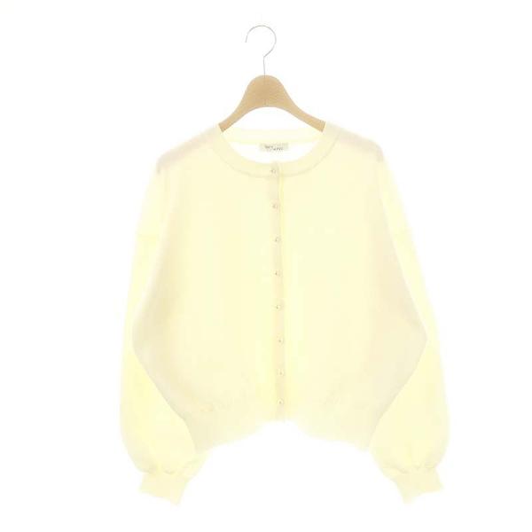 ステートオブマインド STATE OF MIND pearl button cd カーディガン ニット 長袖 M ホワイト /HK ■OS レディース【表記サイズ】M【実寸サイズ】身幅：59cm　着丈：51cm　ゆき丈：78cm　　【素材】...
