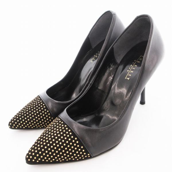 ザファースト THE FIRST パンプス ポインテッドトゥ スタッズ 36 黒 ブラック /UO ■SH レディース【表記サイズ】36【実寸サイズ】ヒールの高さ：約9cm　最大幅：約7cm　インソール約23cm　【色】黒 ブラック 【仕様...