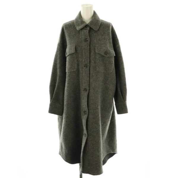 バースデイバッシュ BIRTHDAY BASH ウール ステンカラーコート ロング グレー /AT ■OS レディース【表記サイズ】サイズ表記なし(実寸サイズをご参考ください。)【実寸サイズ】肩幅：57cm　身幅：67cm　着丈：108cm...