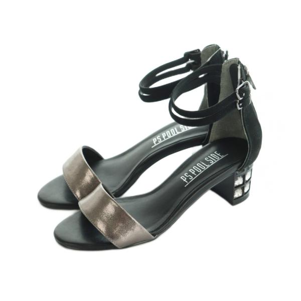 プールサイド POOLSIDE PS サンダル ビジューヒール ストラップ 22.0cm 黒 /MI ■OS レディース【ブランド】プールサイド POOLSIDE【表記サイズ】22.0cm【実寸サイズ】ヒールの高さ：4cm　最大幅：7.3c...