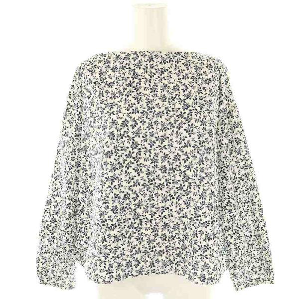 マンナ Manna 花柄 ブラウス ボートネック M 白 ホワイト /AT ■OS レディース【表記サイズ】M【実寸サイズ】肩幅：54cm　身幅：53cm　着丈：56cm　袖丈：43cm　　【素材】綿【色】白 ホワイト【状態】襟周りや両袖口...