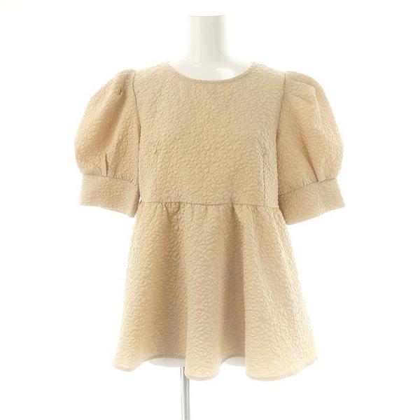 セゾンドパピヨン SAISON DE PAPILLON フクレジャガードパフスリープブラウス 半袖 プルオーバー L ベージュ /NR ■OS レディース【表記サイズ】L【実寸サイズ】肩幅：32cm　身幅：44.5cm　着丈：60.5cm　...