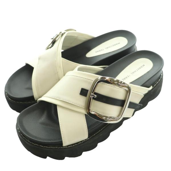マルシャルテル MARECHAL TERRE サンダル 厚底 24.5cm 白 ホワイト 黒 ブラック /SS ■OS レディース【ブランド】マルシャルテル MARECHAL TERRE【表記サイズ】24.5cm【実寸サイズ】最大幅：約10...