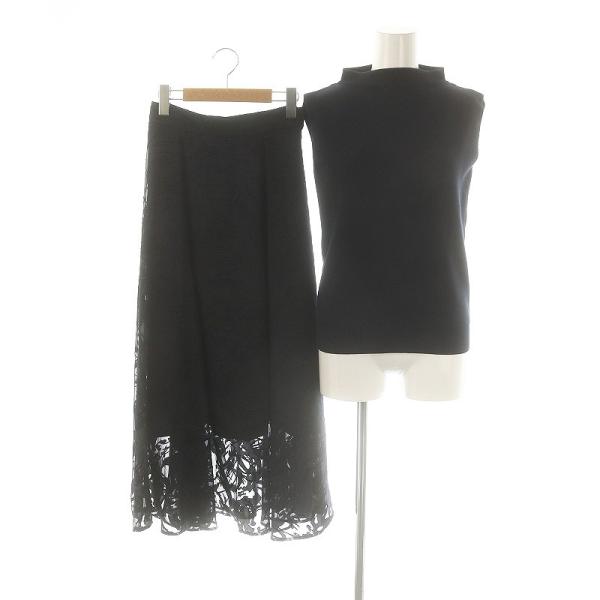 アニュアンス ?nuans セットアップ ニット カットソー フレアオパールスカート F 紺 /MI ■OS レディース【表記サイズ】F【実寸サイズ】身幅：39.5cm　着丈：53cm　スカート　ウエスト62cm　ヒップ93cm　スカート丈...