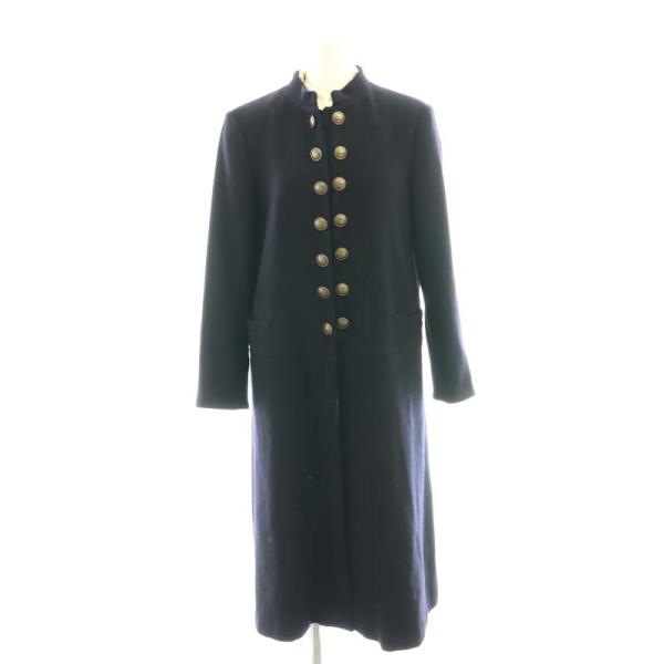 キャベジズアンドローゼズ CABBAGES &amp; ROSES ウール 襟元フリル コート ロング ネイビー /HK ■OS レディース【表記サイズ】サイズ表記なし【実寸サイズ】肩幅：39cm　身幅：49cm　着丈：103cm　袖丈：5...