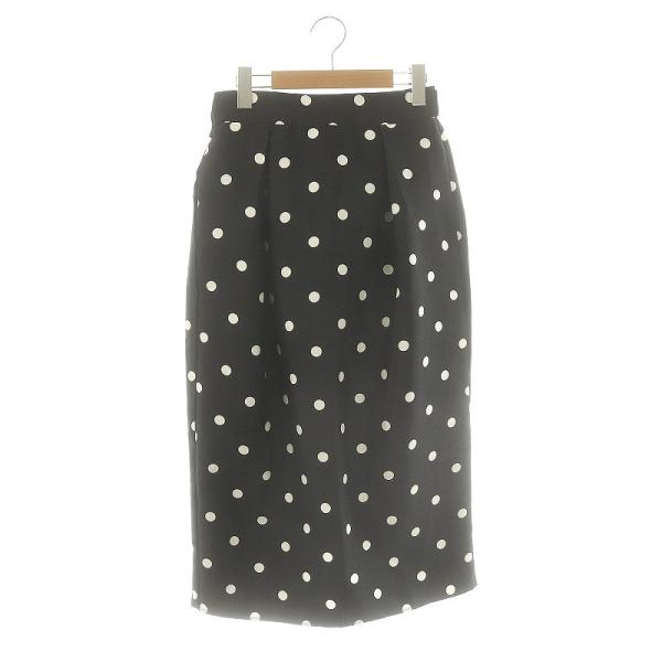 セン Cen ドット柄リボンスカート M ブラック オフホワイト /DO ■OS レディース【表記サイズ】M【実寸サイズ】ウエスト：約67〜cm　ヒップ：108cm　スカート丈：79cm　　【素材】表地 ポリエステル　裏地 ポリエステル【色...