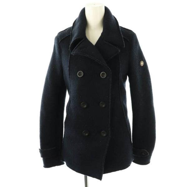 スイスクリス SWISS CHRISS Pコート ダブル 40 ネイビー /HK ■OS レディース【表記サイズ】40【実寸サイズ】肩幅：37cm　身幅：41cm　着丈：63cm　袖丈：64cm　　【素材】ウール、ポリエステル、ポリアクリル...