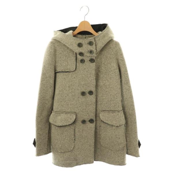 スイスクリス SWISS CHRISS ウール混 フード コート 42 グレージュ /MI ■OS レディース【表記サイズ】42【実寸サイズ】肩幅：36cm　身幅：43cm　着丈：72cm　袖丈：62cm　　【素材】ウール ポリエステル【色...