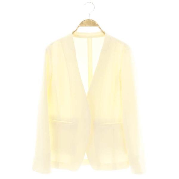 ソージュ SOEJU ストレッチファインノーカラージャケット M アイボリー /ES ■OS レディース【表記サイズ】M【実寸サイズ】肩幅：36.5cm　身幅：44.5cm　着丈：61cm　袖丈：59.5cm　　【素材】表地：ポリエステル8...