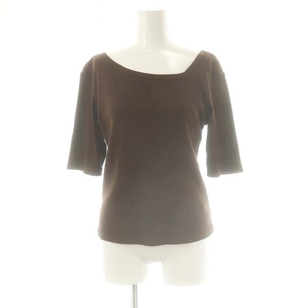 フロムファーストミュゼ from first musee リブカットソー 五分袖 F 茶 ブラウン /AT ■OS レディース【表記サイズ】F【実寸サイズ】肩幅：39cm　身幅：38cm　着丈：51cm　袖丈：26cm　　【素材】綿【色】茶...