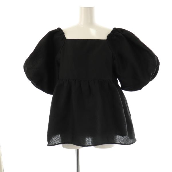 クリー コンフォルト crie conforto ふくれジャガードボリュームスリーブブラウス 半袖 M ブラック /DF ■OS レディース【表記サイズ】M【実寸サイズ】身幅：45cm　着丈：55.5cm　ゆき丈：44cm　　【素材】表地 ...