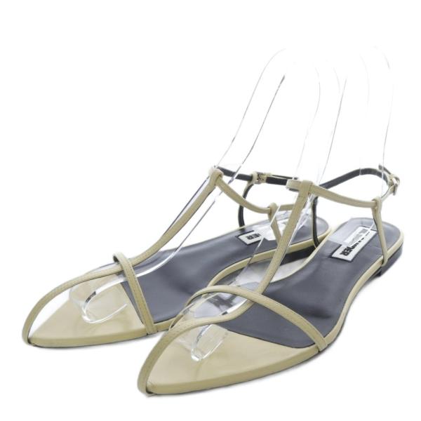 未使用品 ジルサンダー JIL SANDER サンダル フラット ポインテッドトゥ Tストラップ レザー 37 アイボリー J15wp0081【ブランド】ジルサンダー JIL SANDER【表記サイズ】37【実寸サイズ】ヒールの高さ：1.2...