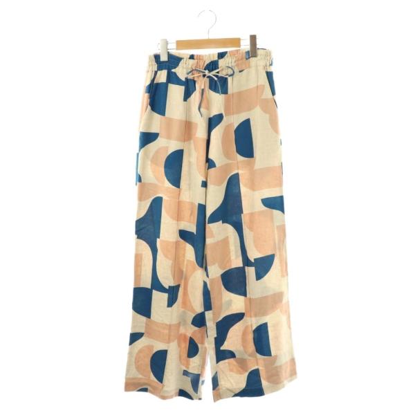 スリードッツ three dots Linen rayon pant パンツ 総柄 M ライトベージュ ブルー ピンクベージュ /DO ■OS レディース【ブランド】スリードッツ three dots【表記サイズ】M【実寸サイズ】ウエスト：...