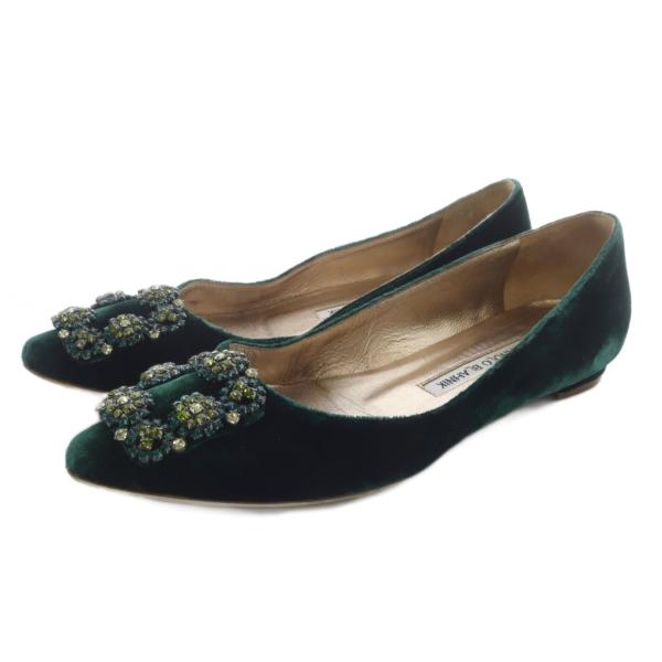 マノロブラニク MANOLO BLAHNIK ハンギシ ベルべットパンプス ポインテッドトゥ 35 緑 グリーン /SR43 ■SH レディース【ブランド】マノロブラニク MANOLO BLAHNIK【表記サイズ】35【実寸サイズ】ヒールの...