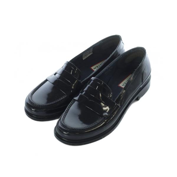 ハンター HUNTER ローファー エナメル 22cm 黒 ブラック /RI ■OS レディース【ブランド】ハンター HUNTER【表記サイズ】22cm【実寸サイズ】ヒールの高さ：約2.2cm　最大幅：約8.8cm　　【素材】エナメル【色】...