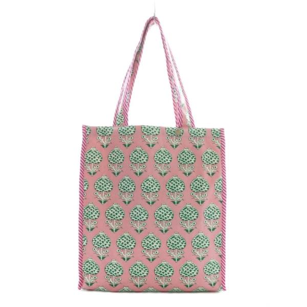 ヌキテパ パサンドバイ Cotton Canvas Hand Printed Gusseted Bag トートバッグ A4 植物柄 ブロックプリント ピンク 緑 ■SH【ブランド】ヌキテパ NE QUITTEZ PAS!【表記サイズ】実寸サ...