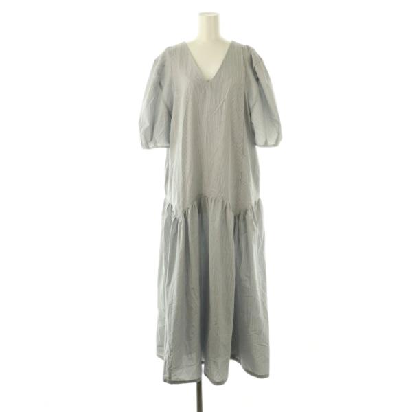 ローロ LORO Big Sleeve dress ストライプ ワンピース ロング F 白 ホワイト 青 ブルー /SS ■OS レディース【表記サイズ】F【実寸サイズ】肩幅：約47cm　身幅：約52cm　袖丈：約125cm　総丈：約33c...