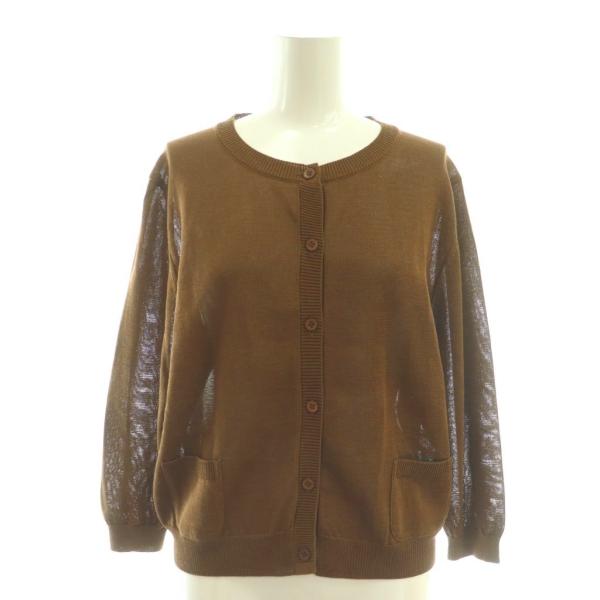 マーレンダム MARLENEDAM コットン クルーネックカーディガン 七分袖 42 茶 ブラウン /AT ■OS レディース【ブランド】マーレンダム MARLENEDAM【表記サイズ】42【実寸サイズ】肩幅：38cm　身幅：47cm　着丈...