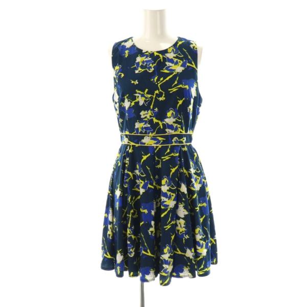 スライ SLYZ 総柄ノースリーブワンピース ミニ 1 紺 ネイビー /AT ■OS レディース【ブランド】スライ SLYZ【表記サイズ】1【実寸サイズ】身幅：39cm　総丈：77cm　　【素材】表地 ポリエステル　裏地 ポリエステル【色】...