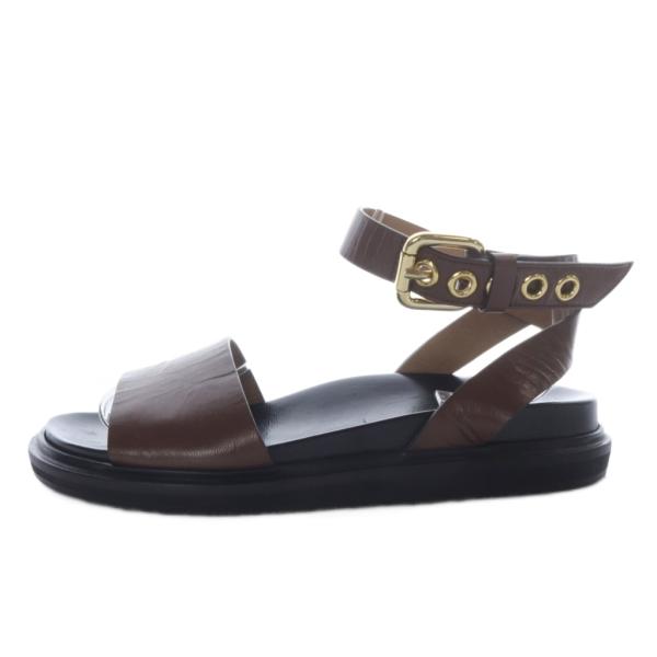 マルニ MARNI フスベット Fussbett レザー サンダル フラット ストラップ 36 ブラウン /YO2 レディース【ブランド】マルニ MARNI【表記サイズ】36【実寸サイズ】ヒールの高さ：3cm　最大幅：9cm　　【素材】レザ...