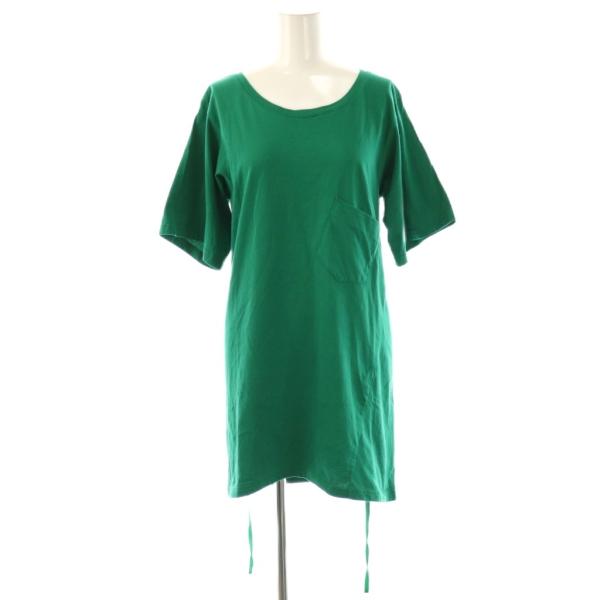 ダル Dhal コットン変形ポケット Tシャツ チュニック カットソー 0 緑 /CX ■OS レディース【表記サイズ】0【実寸サイズ】肩幅：40cm　身幅：42cm　着丈：75cm　袖丈：22cm　　【素材】コットン【色】グリーン【状態】...