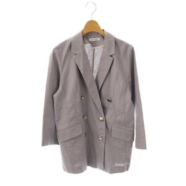 ナチュラルクチュール natural couture 24SS osonoべこべこ金釦綿麻テーラードジャケット ダブル F 紫 パープル /AT ■OS レディース【表記サイズ】F【実寸サイズ】肩幅：36cm　身幅：45cm　着丈：69cm...