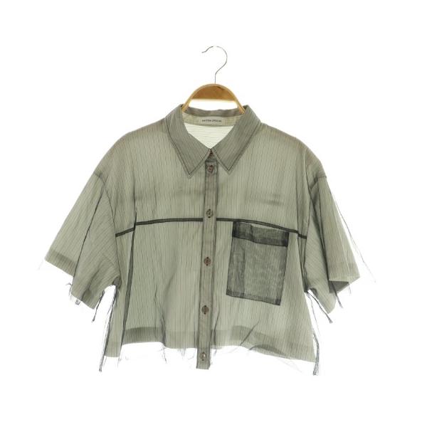 メゾンスペシャル MAISON SPECIAL 24SS シースルーレイヤードチュールシャツ 半袖 クロップド ストライプ F ブラック /MY ■OS レディース【ブランド】メゾンスペシャル MAISON SPECIAL【表記サイズ】F【...