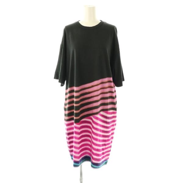 ドリスヴァンノッテン Len Lye ボーダーTシャツワンピース 五分袖 ひざ丈 XS チャコールグレー マルチカラー /DO ■OS レディース【ブランド】ドリスヴァンノッテン DRIES VAN NOTEN【表記サイズ】XS【実寸サイズ...