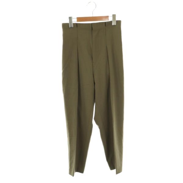 リシュ Liceu ウール混タックパンツ 40 カーキ /DO ■OS レディース【表記サイズ】40【実寸サイズ】ウエスト：約64〜cm　もも幅：約27.5cm　裾幅：約15.5cm　股上：約34cm　股下：約61cm　　【素材】表地 レー...